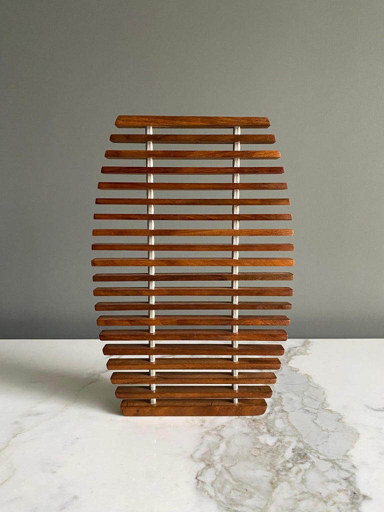Danish Slatted Teak Trivet, 1960's For Sale at 1stDibs