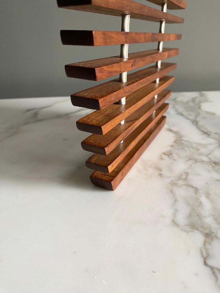 Danish Slatted Teak Trivet, 1960's For Sale at 1stDibs