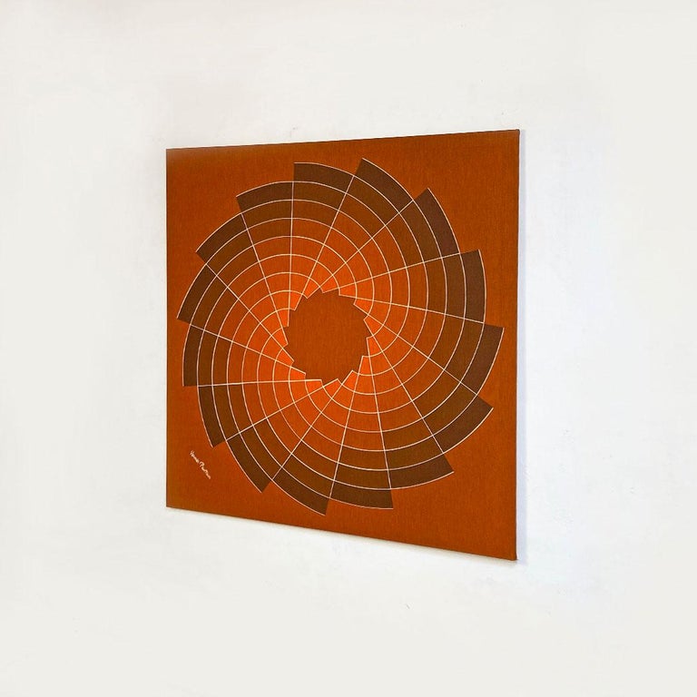 Danish Space Age Kinetic Brown, Orange and White Canvas by Verner ...