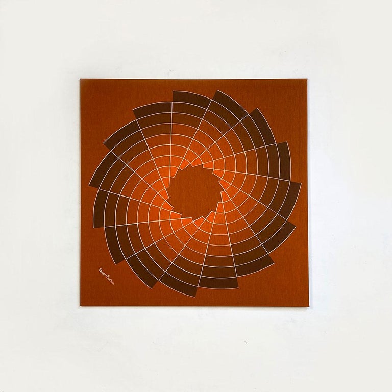 Danish Space Age Kinetic Brown, Orange and White Canvas by Verner ...