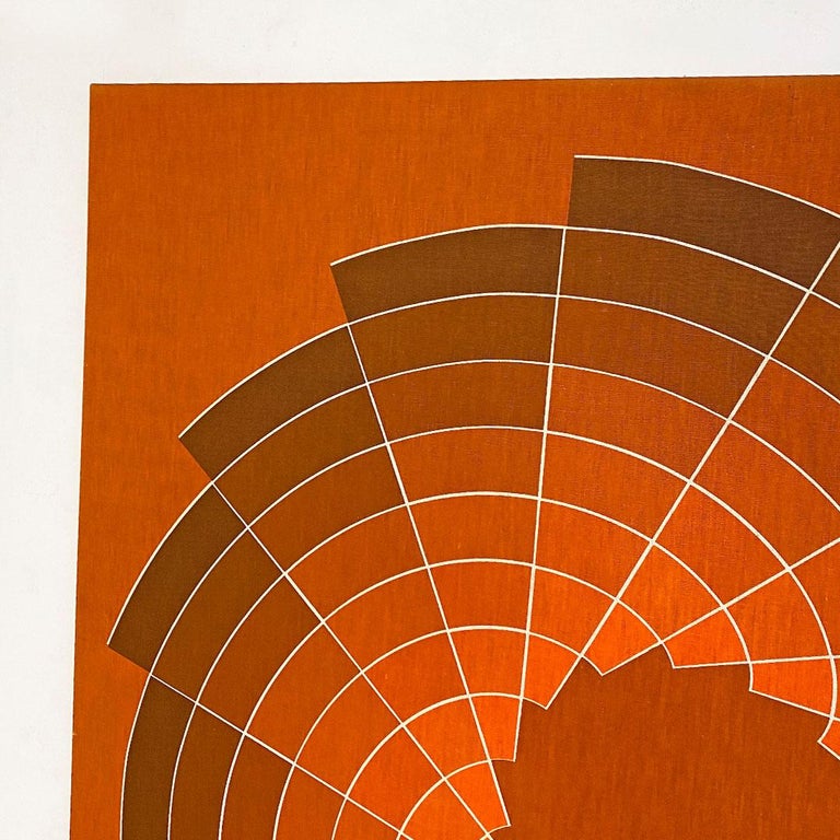 Danish Space Age Kinetic Brown, Orange and White Canvas by Verner ...