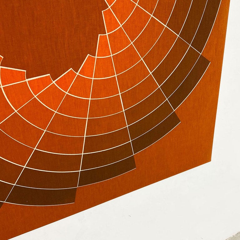 Danish Space Age Kinetic Brown, Orange and White Canvas by Verner ...