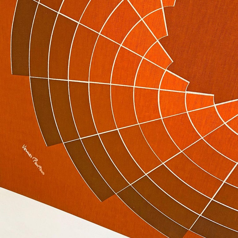 Danish Space Age Kinetic Brown, Orange and White Canvas by Verner ...