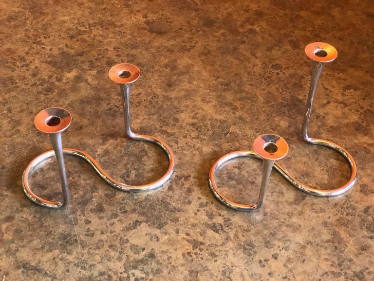 Danish Sterling "S" Curve Candlesticks by Eigel Jensen for Anton ...