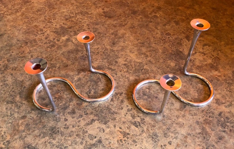 Danish Sterling "S" Curve Candlesticks by Eigel Jensen for Anton ...