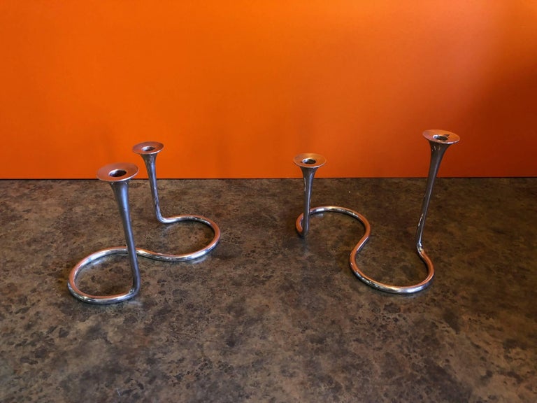 Danish Sterling "S" Curve Candlesticks by Eigel Jensen for Anton ...