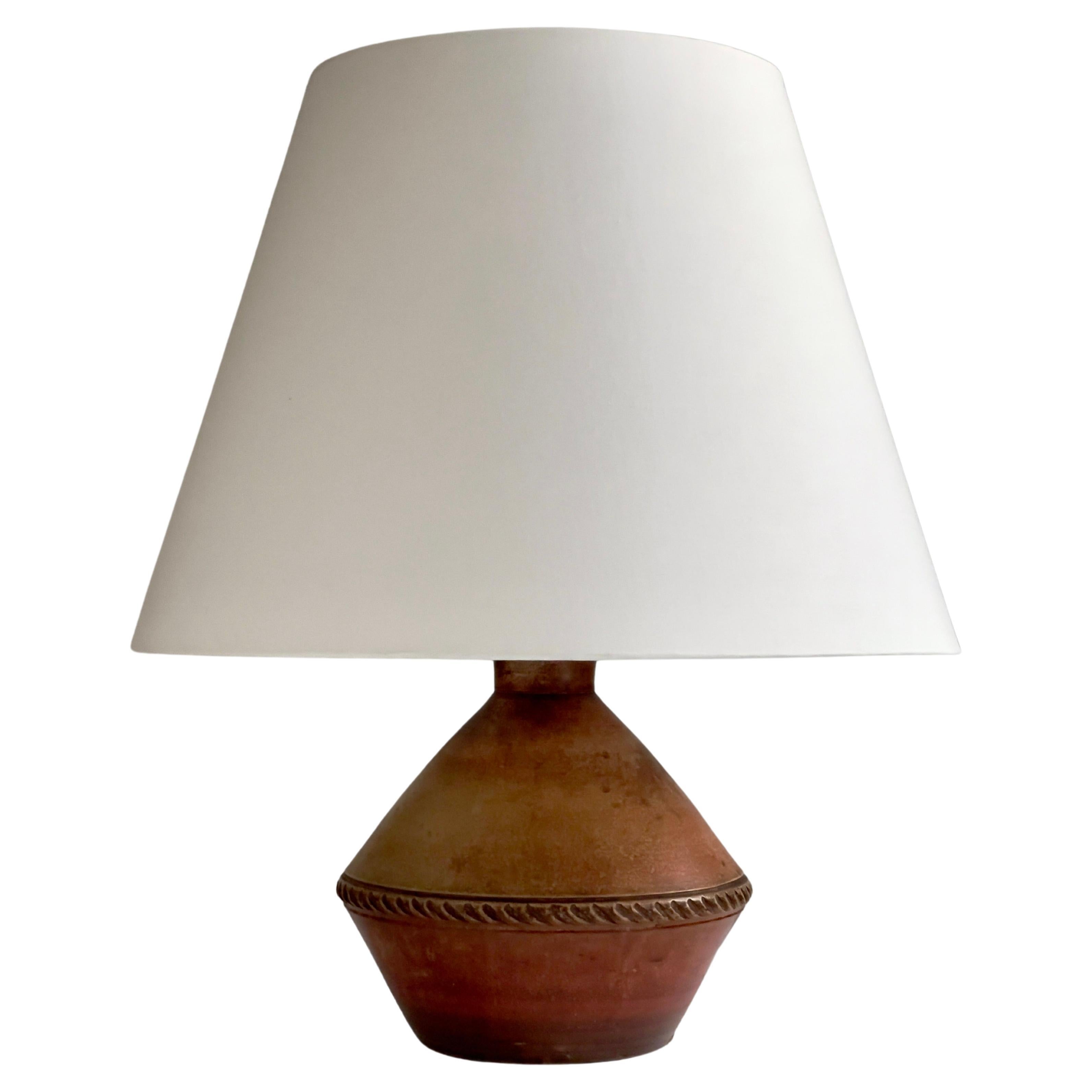 Danish stoneware table lamp with an earthy red brown glaze. Denmark ...