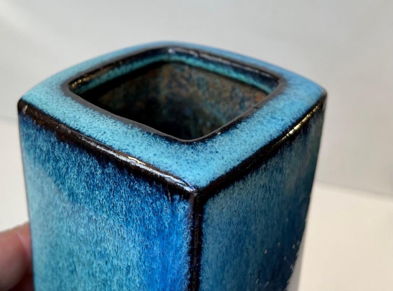 Danish Stoneware Vase in Blue Glazes by Preben Gottshalk-Olsen, 1970s ...