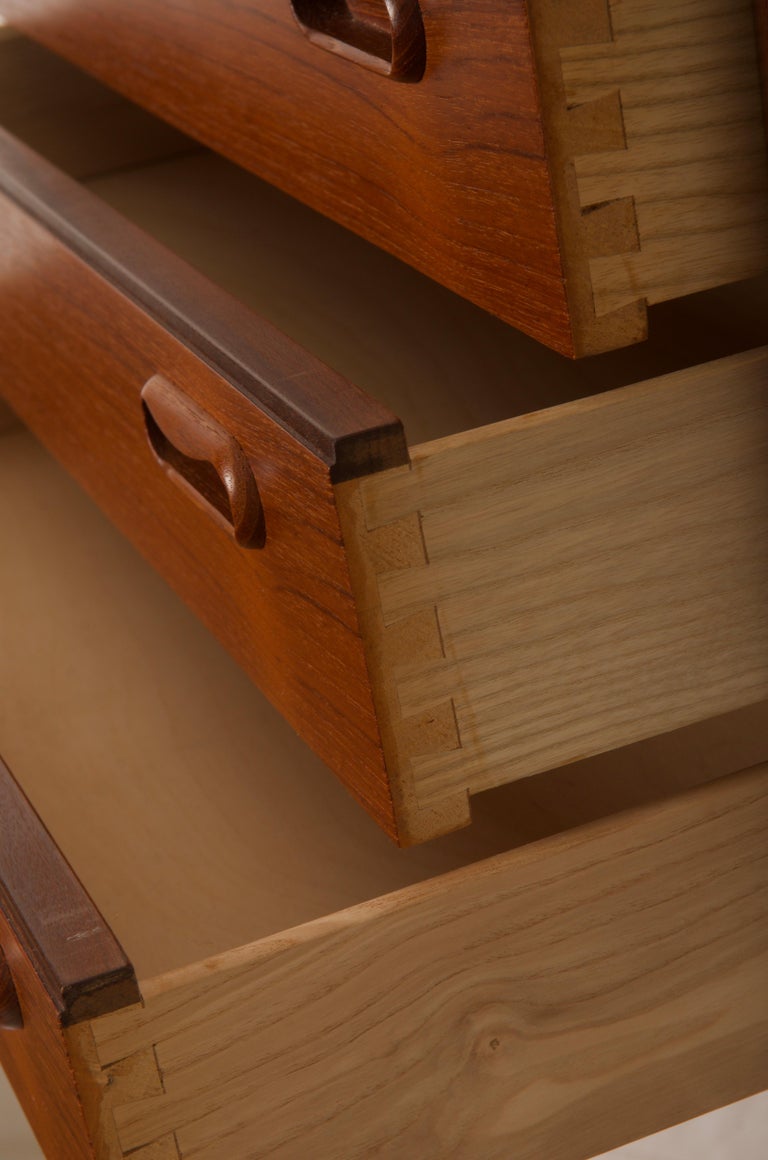 Danish Teak Bedside Side Table Commode For Sale at 1stDibs