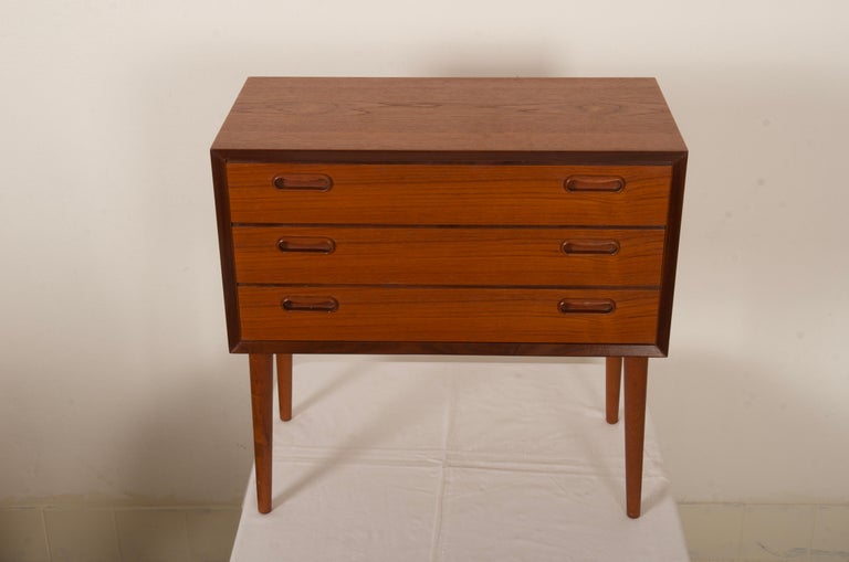 Danish Teak Bedside Side Table Commode For Sale at 1stDibs