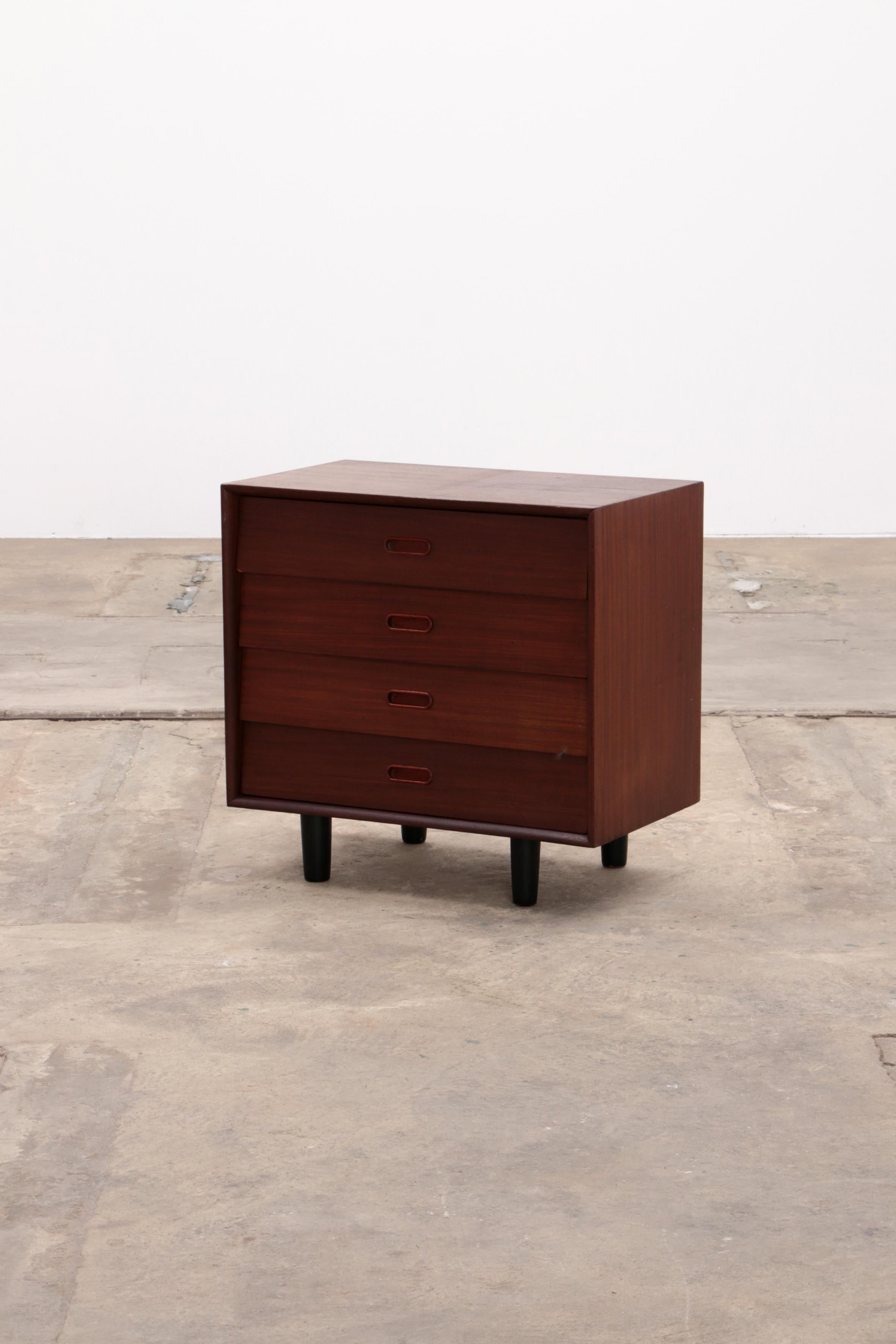 Danish teak chest of drawers with brass handles, 1960s. For Sale at 1stDibs