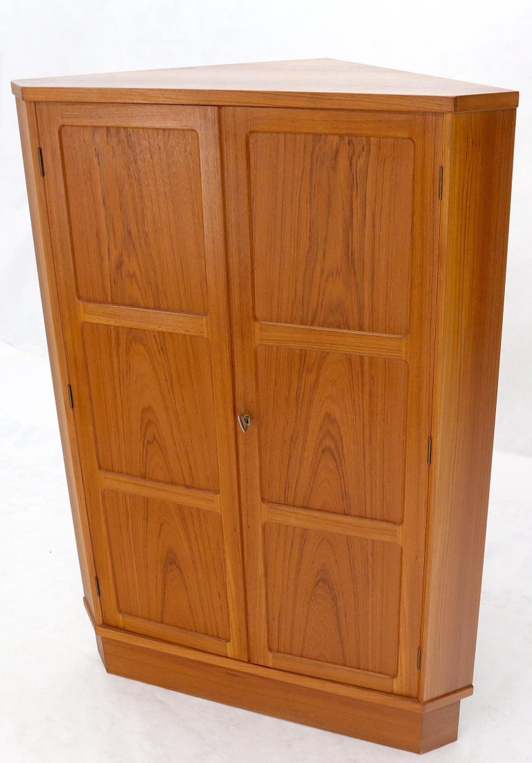 Danish Teak Corner Storage Liquor Cabinet Bar For Sale at 1stDibs