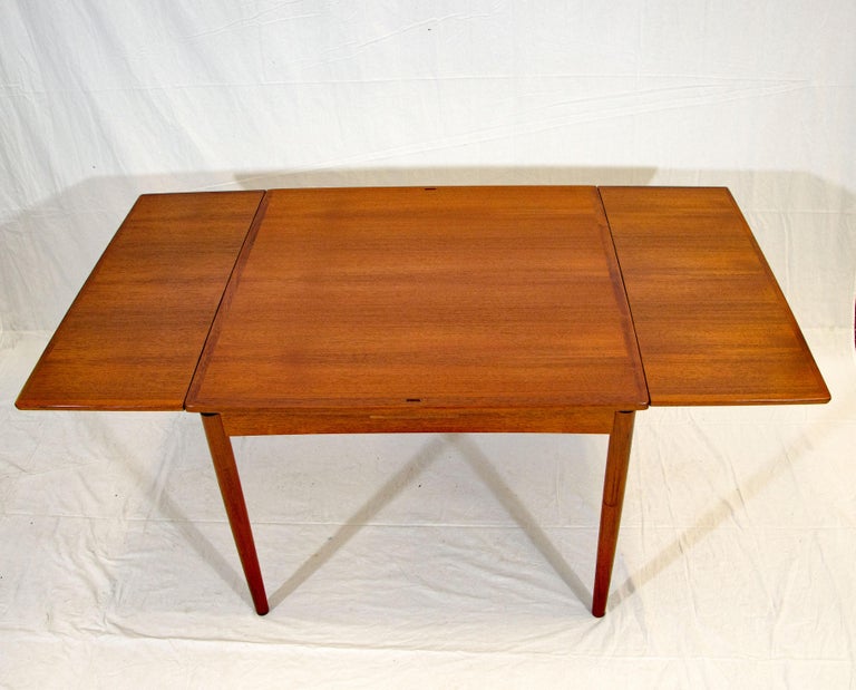 Danish Teak Flip-Top Card, Game, or Breakfast Table by Hundevad at 1stDibs
