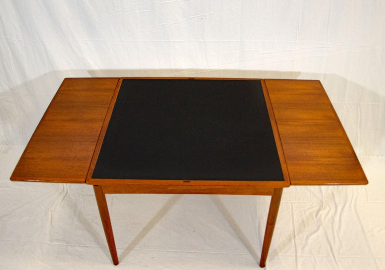 Danish Teak Flip-Top Card, Game, or Breakfast Table by Hundevad at ...