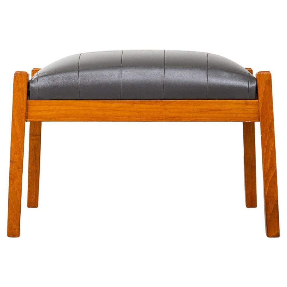 Danish Mid-Century Modern Teak and Fabric Footstool For Sale at 1stDibs
