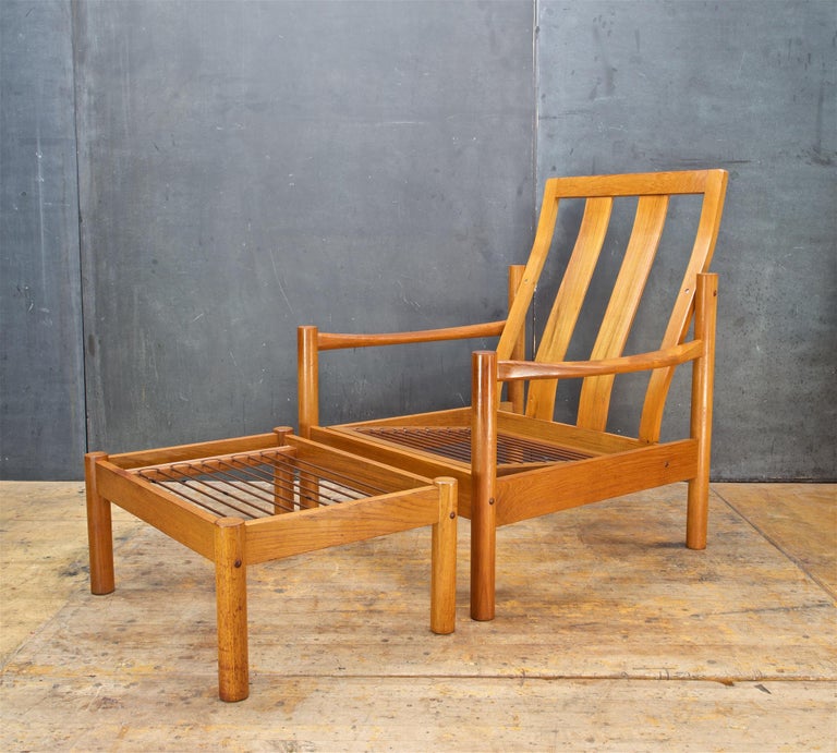 Danish Teak Lounge Chair and Ottoman Cabin Mid-Century Modern Rustic ...