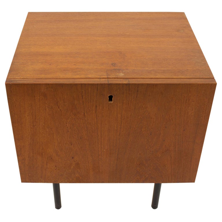 Danish Teak Mid Century Key Holder Nightstand For Sale at 1stDibs