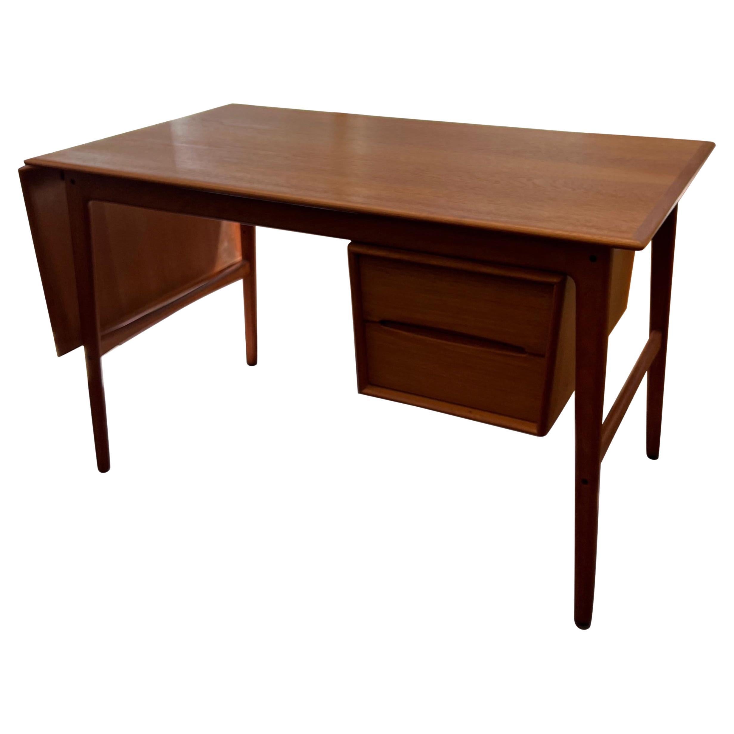 Scandinavian Modern Drop-Leaf Desk in Teak For Sale at 1stDibs