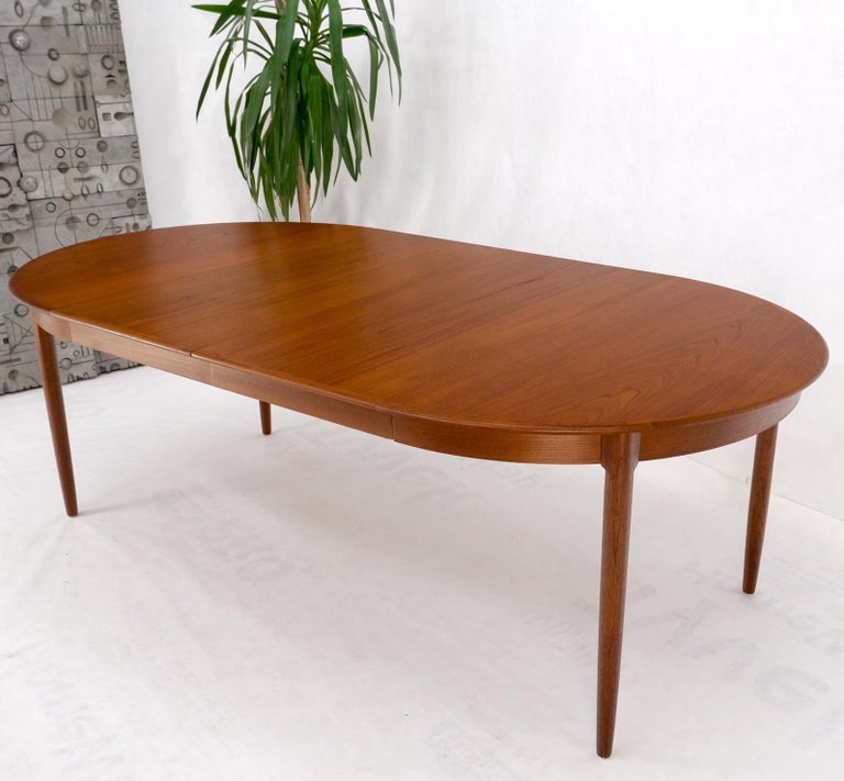 Danish Teak Mid-Century Modern Round Dining Table w/ Two Extension ...