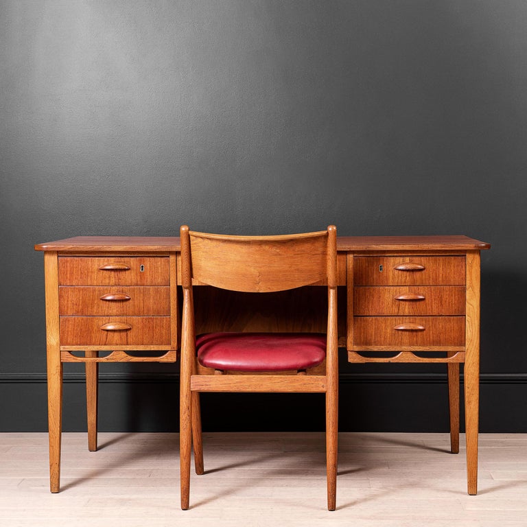 Danish Teak and Oak Desk at 1stDibs