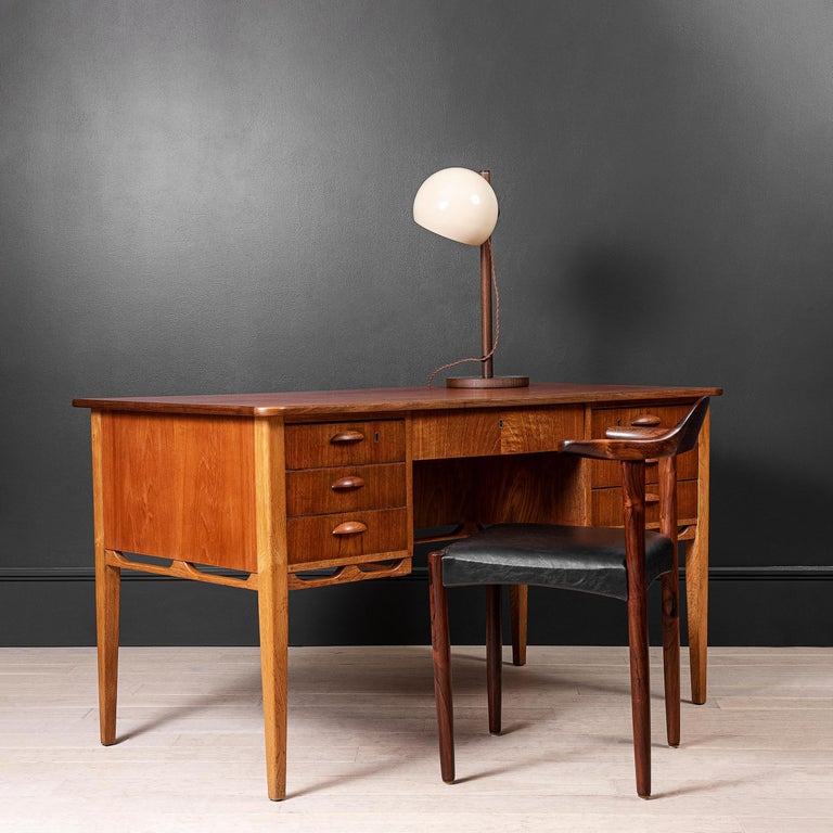 Danish Teak and Oak Desk at 1stDibs