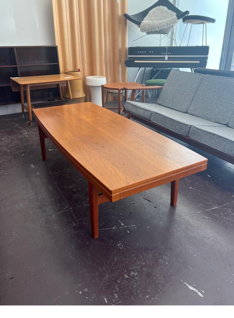 Danish Teak Pull Out Shelf Coffee Table Mid-Century Modern For Sale at ...
