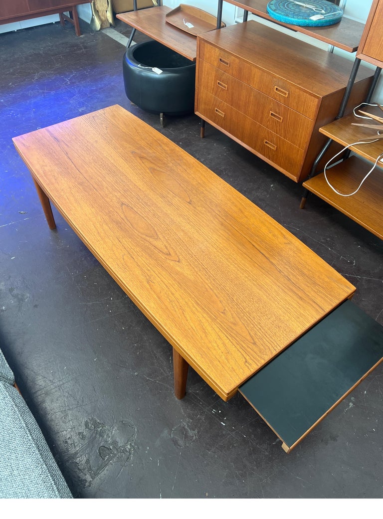 Danish Teak Pull Out Shelf Coffee Table Mid-Century Modern For Sale at ...