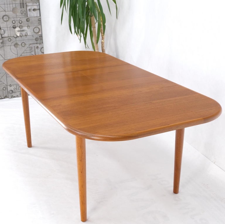 Danish Teak Rounded Corners Rectangle Dining Table One Hide Away Board ...