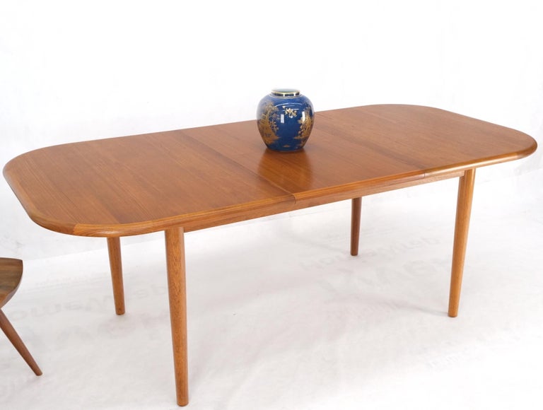 Danish Teak Rounded Corners Rectangle Dining Table One Hide Away Board ...