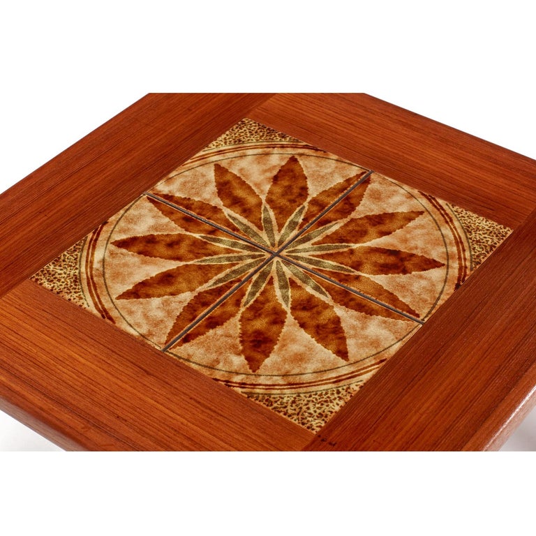 Danish Modern Teak Stone Tile Leaf Motif Side Table by BRDR Furbo at ...