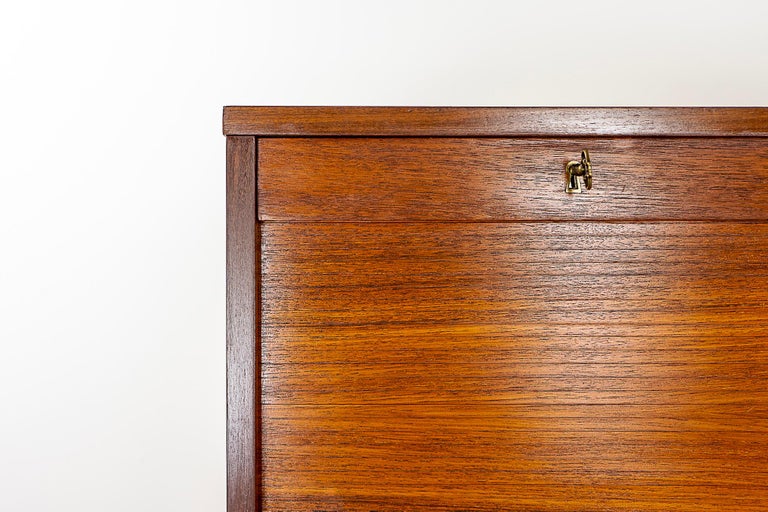 Danish Teak Tambour Double Door File Cabinet For Sale at 1stDibs
