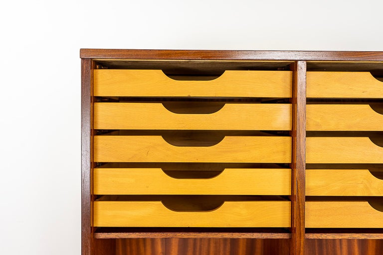 Danish Teak Tambour Double Door File Cabinet For Sale at 1stDibs