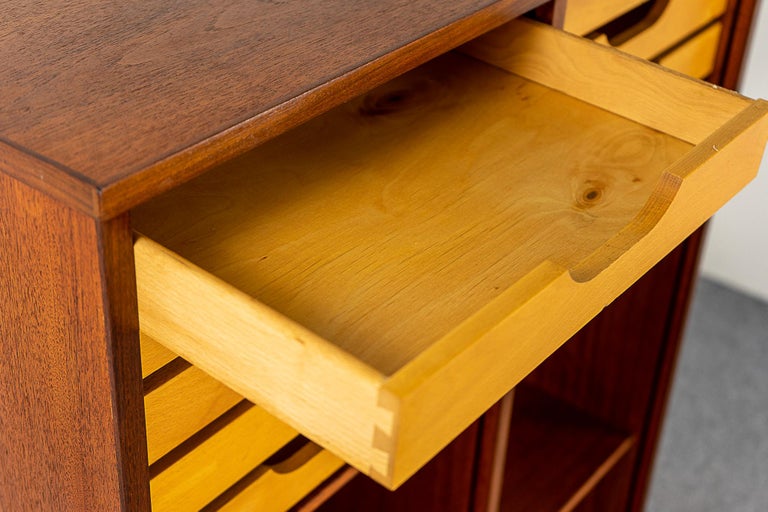 Danish Teak Tambour Double Door File Cabinet For Sale at 1stDibs