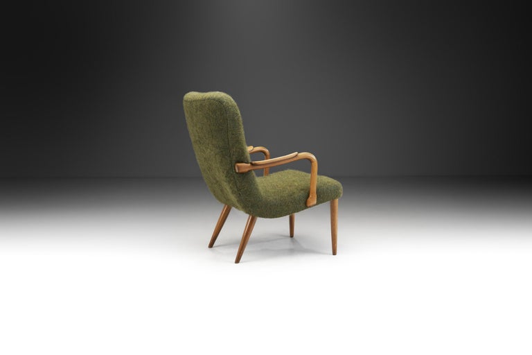 Danish Upholstered Easy Chair with Stained Beech Frame, Denmark, 1950s ...