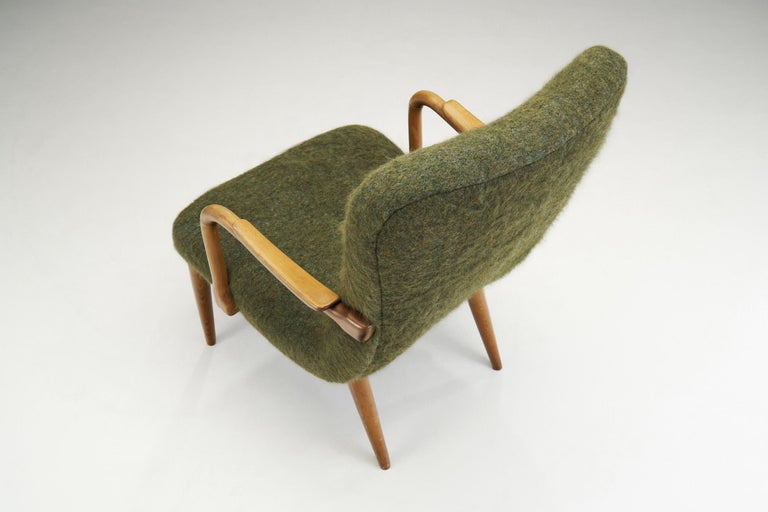 Danish Upholstered Easy Chair with Stained Beech Frame, Denmark, 1950s ...