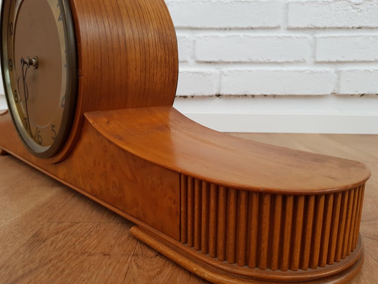Danish Vintage Clock, 1960s, Teak Wood, Brass For Sale at 1stDibs