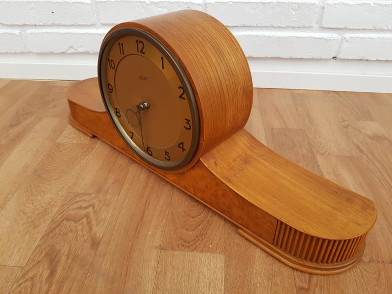 Danish Vintage Clock, 1960s, Teak Wood, Brass For Sale at 1stDibs
