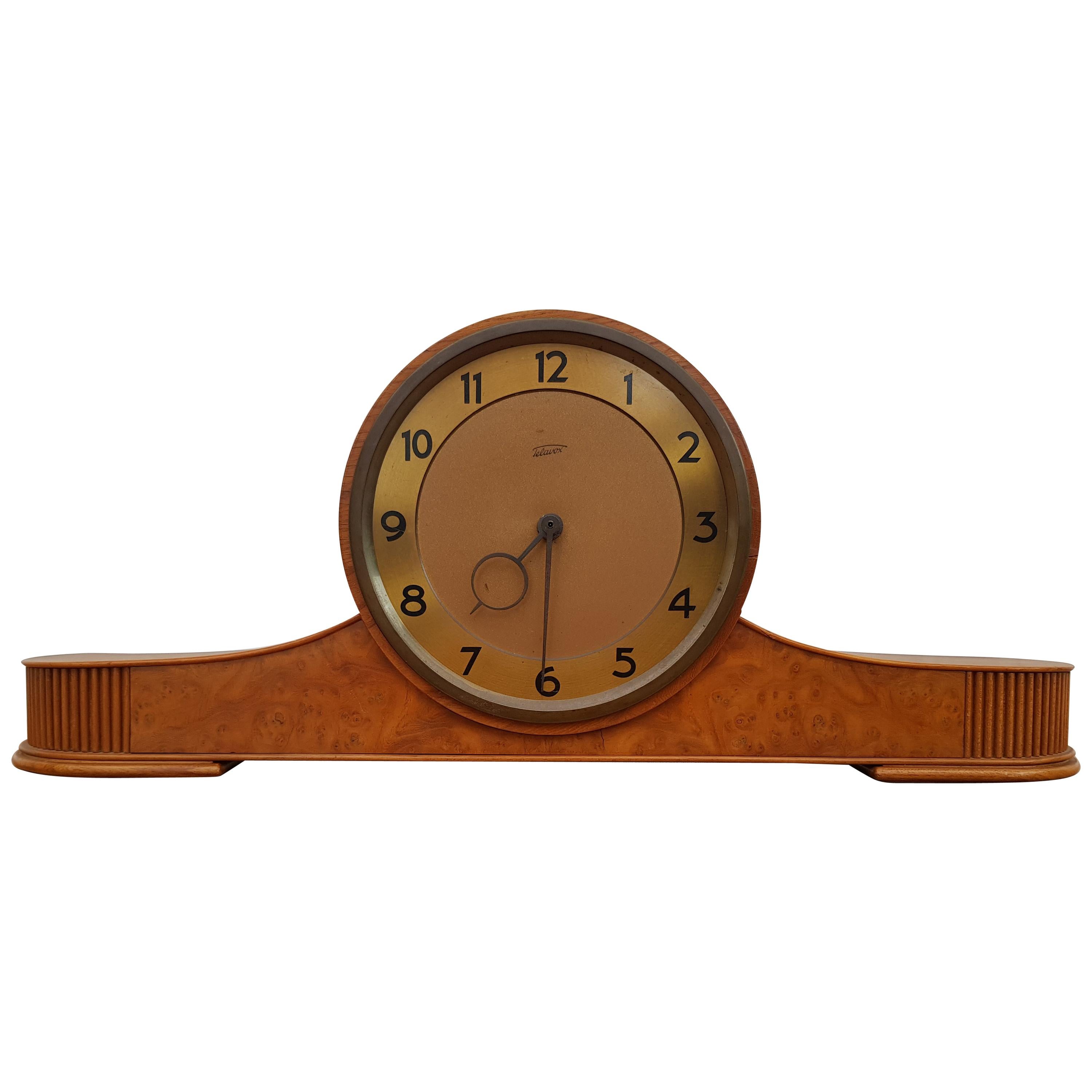Danish Vintage Clock, 1960s, Teak Wood, Brass For Sale at 1stDibs
