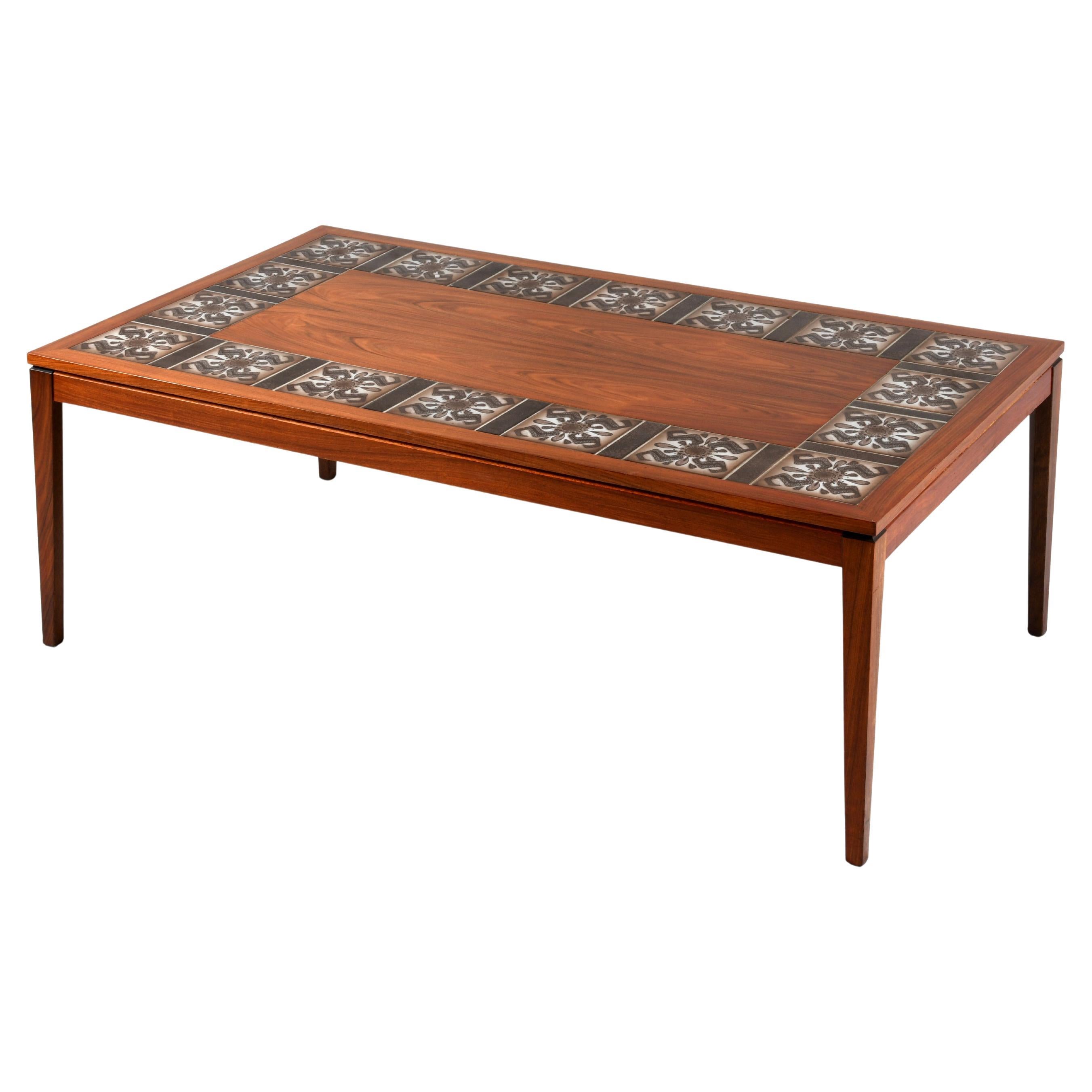 Danish vintage coffee table, wood and ceramics in the 60s For Sale at ...