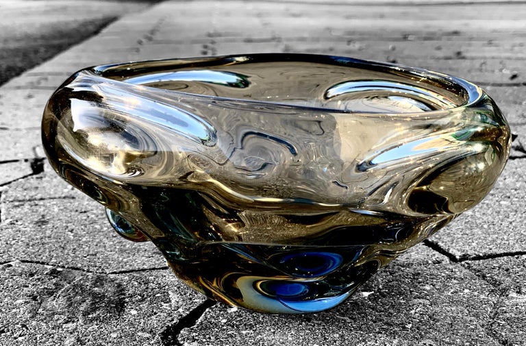 Danish Vintage Glass Bowl by Holmegaard Glassworks For Sale at 1stDibs