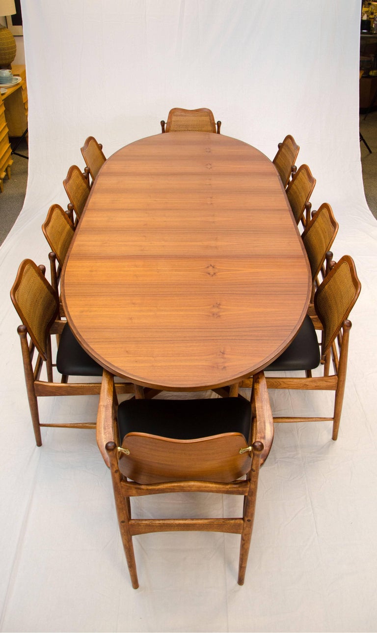 Danish Walnut Oval Dining Table Two Leaves by Bernard Pedersen at 1stDibs