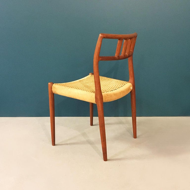 Danish Wood and Woven Rope Chairs by N. Moller for J.L. Mollers ...