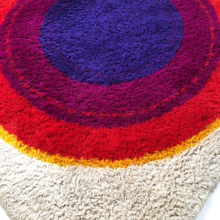 Danish Wool Rya Rug Tapestry "Ring" by Hojer Eksport Wilton, 1960s ...