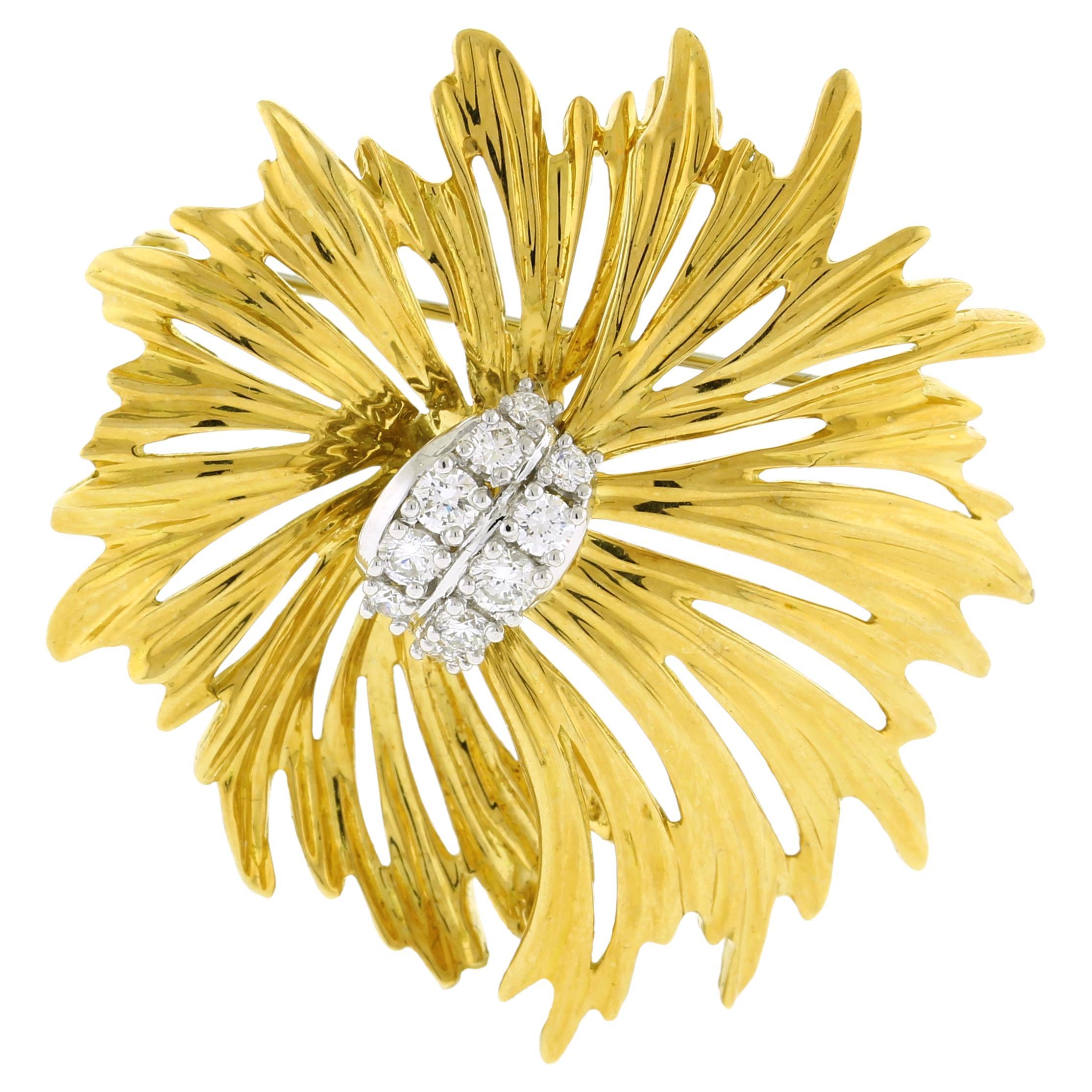 Dankner 18kt Gold and Diamond Brooch and Pendant For Sale at 1stDibs