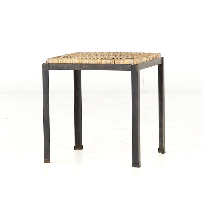 Danny Ho Fong Mid Century Iron and Cane Dining Table with 6 Stools For ...