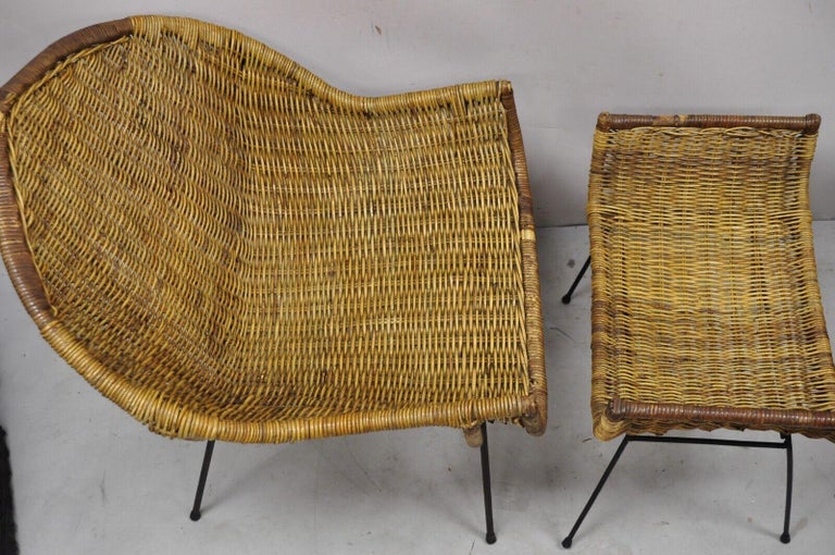 Danny Ho Fong Tropi-Cal Rattan and Wrought Iron Mid Century Lounge ...