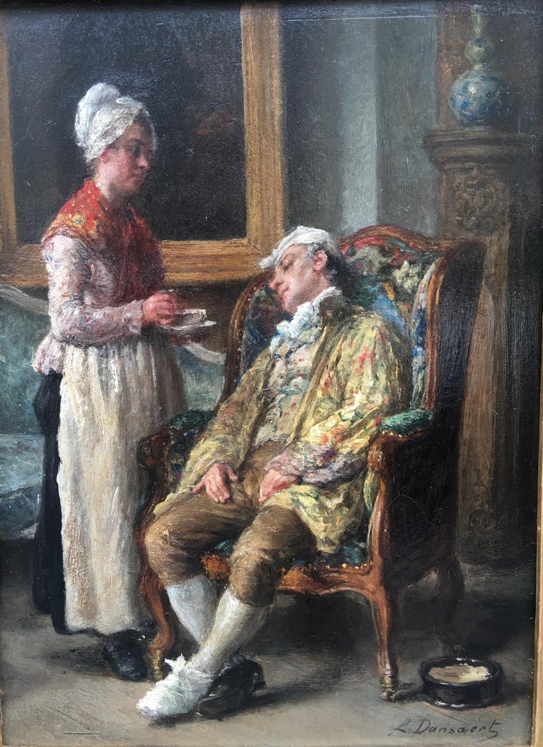 Dansaert Leon Marie - The Imaginery Invalid, Oil on board Signed Leon ...