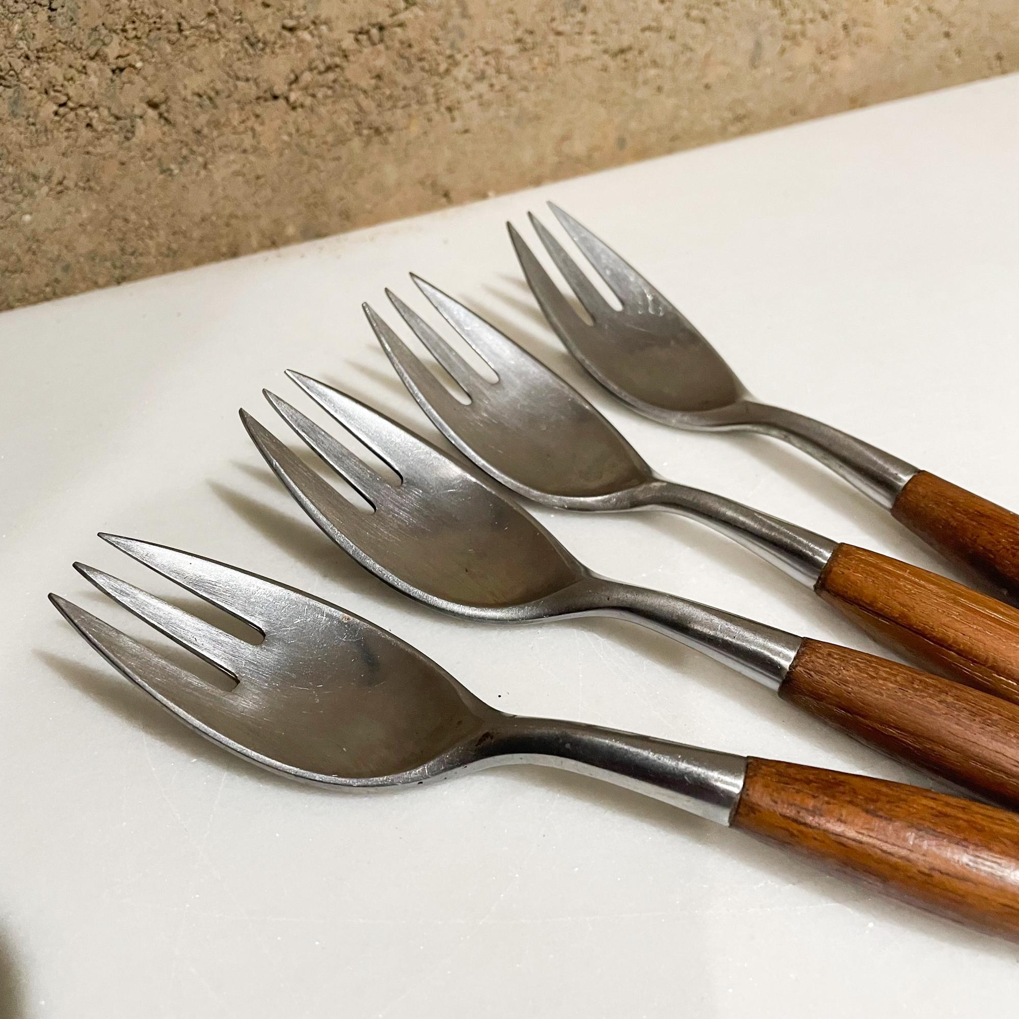 1954 Fjord 4 Salad Forks Teak and Stainless IHQ Dansk Jens Quistgaard ...