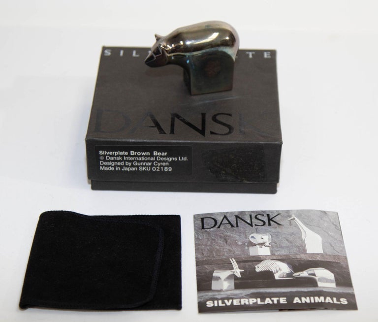 Dansk Modernist Bear Animal Figure Paperweight Silver Plated by Gunnar ...