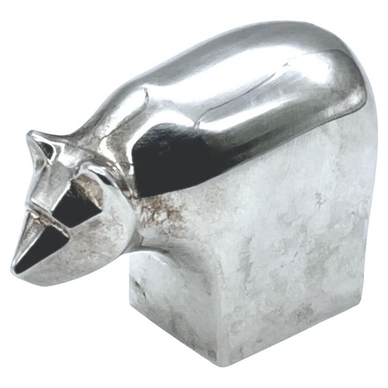 Dansk Modernist Bear Animal Figure Paperweight Silver Plated by Gunnar ...